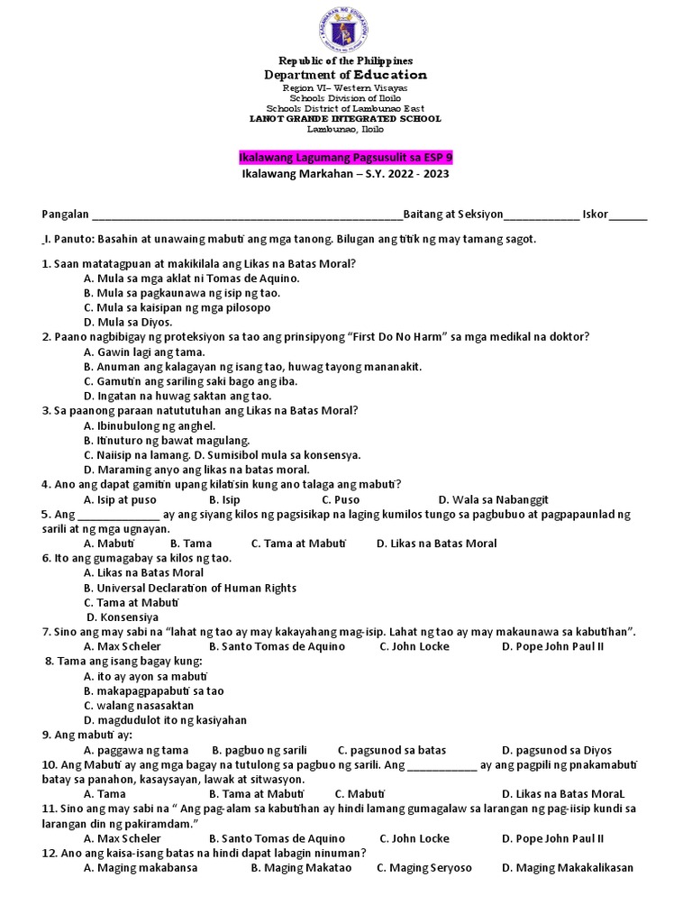 2nd Sum. FINAL Esp 9 - 112328 | PDF