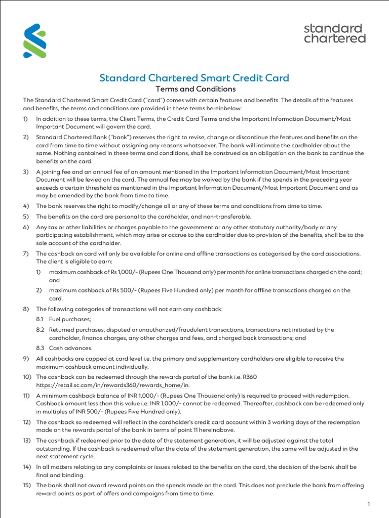 Standard Chartered Smart Credit Card Guide | PDF | Credit Card | Credit