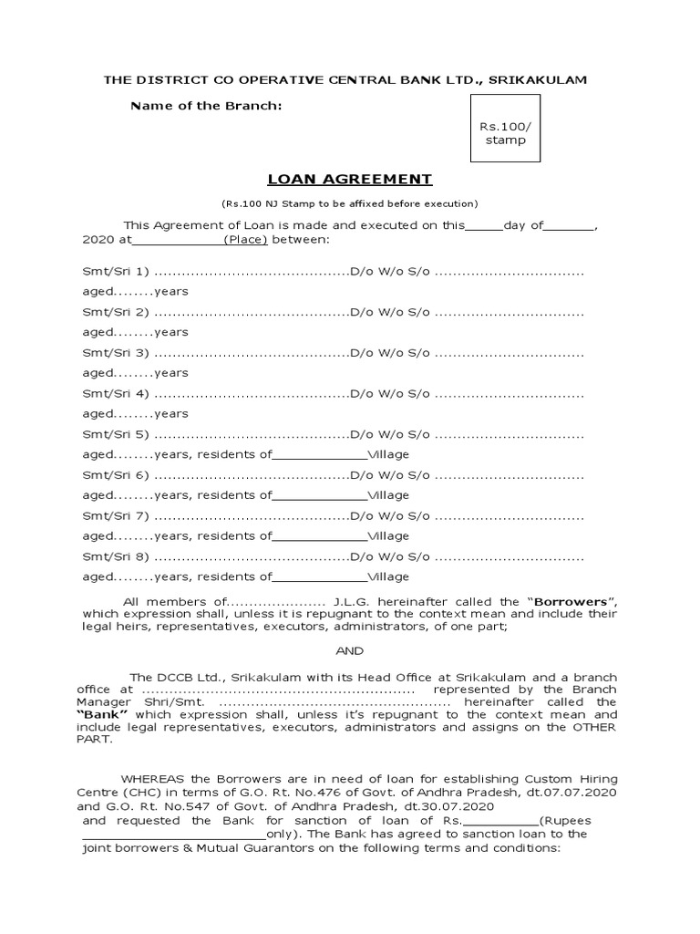 Loan - Agreement DCCB BANK | PDF | Loans | Interest