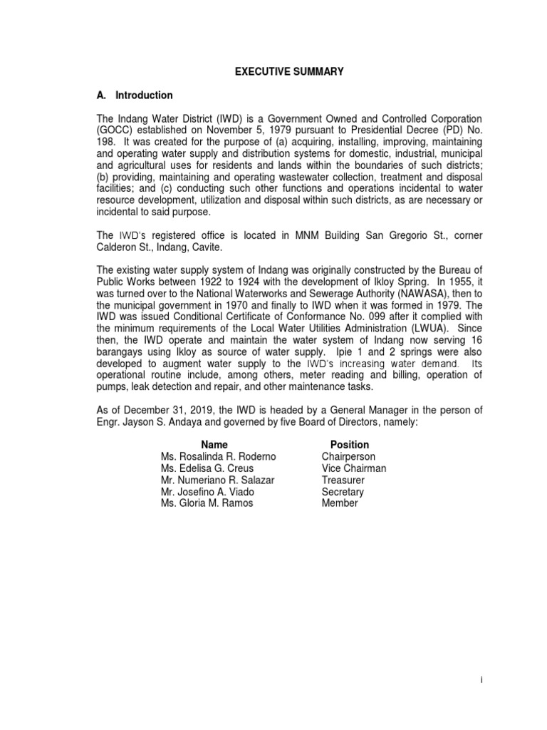 Indang Water District Financial Overview | PDF | Procurement | Water Supply