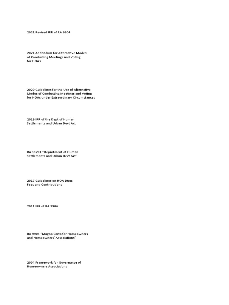 DHSUD Revised IRR and HOA Guidelines | PDF | Finance & Money Management ...