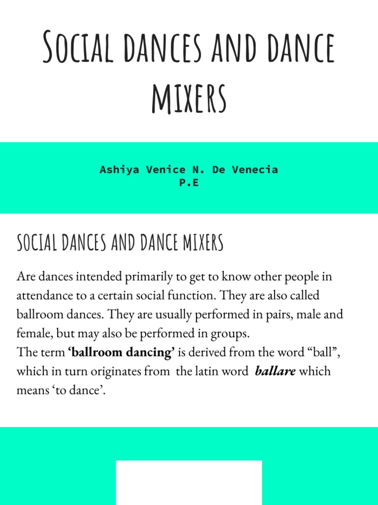 Social Dances and Mixers Explained | PDF | Ballroom Dance | Dances