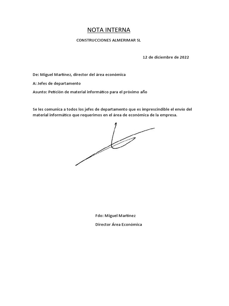 Nota Interna | PDF