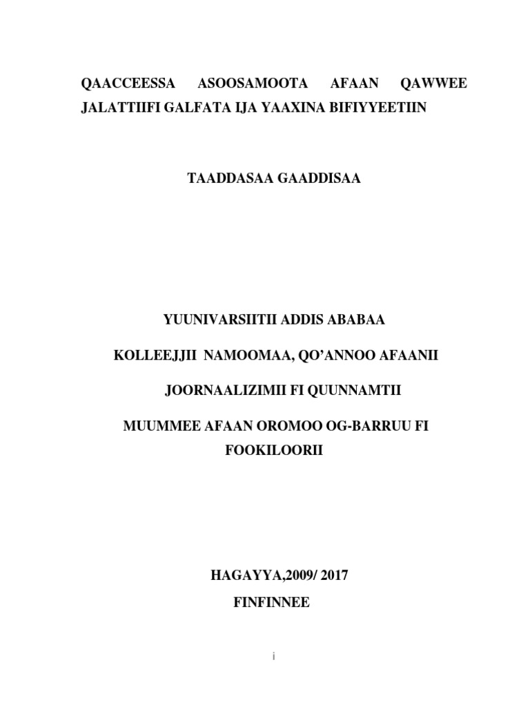 Taaddasaa Gaaddisaa | PDF