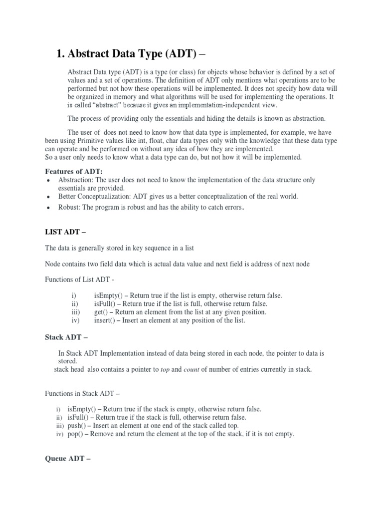 Abstract Data Type Adt Pdf Queue Abstract Data Type Array Data Structure