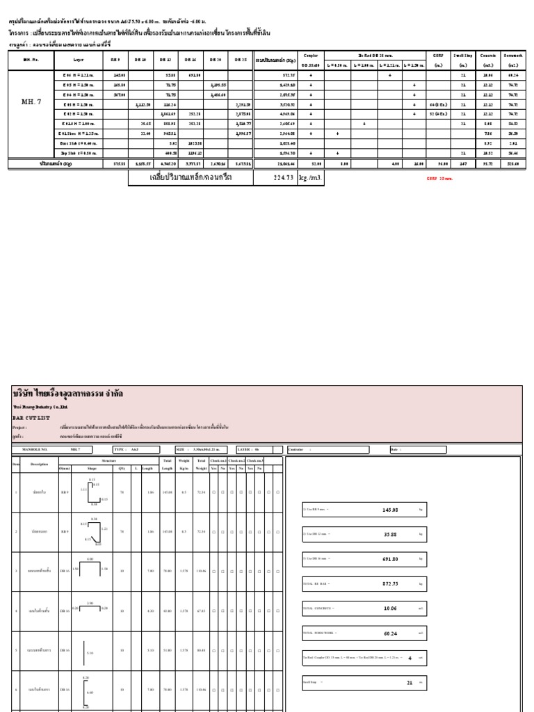 Bar Cut List MH 7 A6J - 6.00 M | PDF