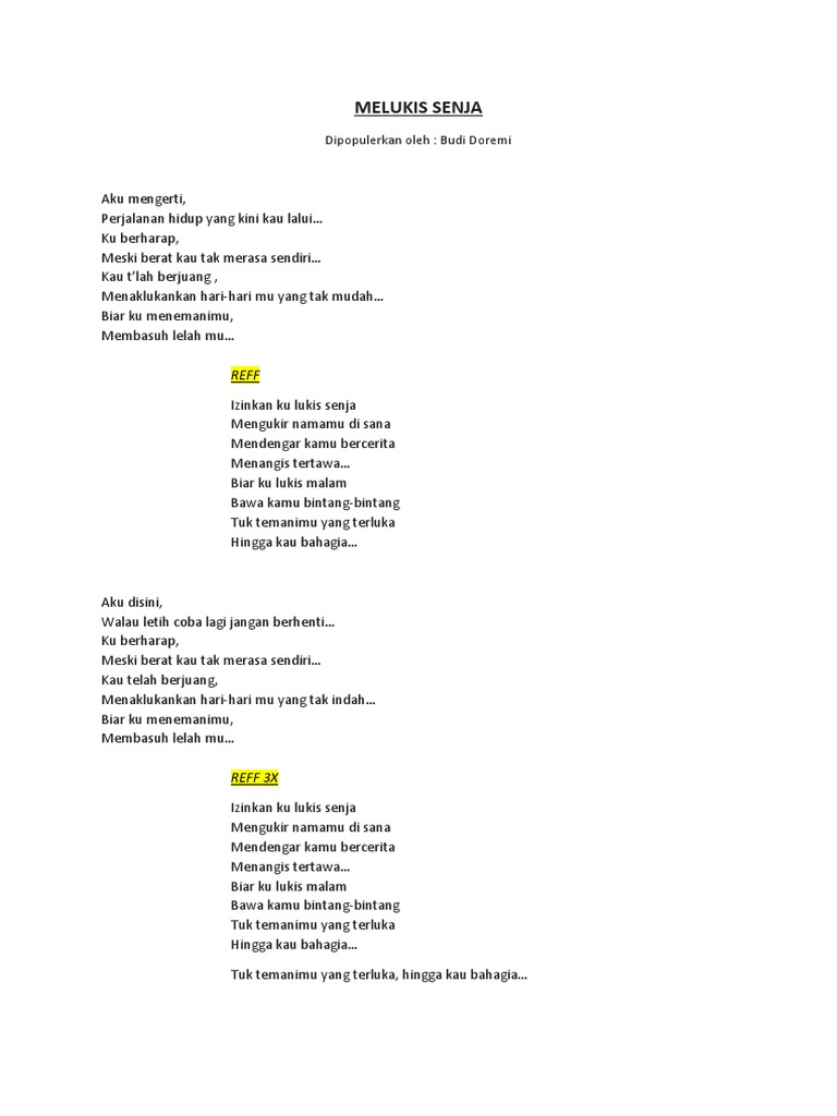 Lirik Lagu Melukis Senja | PDF