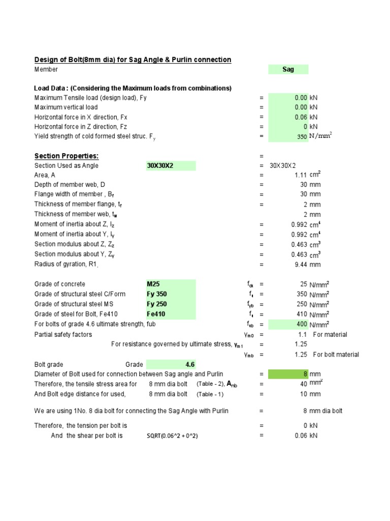 Sag Angle and Purlin Connection Design | PDF | Strength Of Materials ...