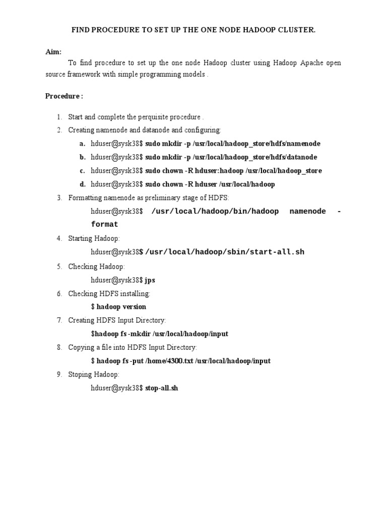 Single Node Hadoop Cluster Setup Guide | PDF