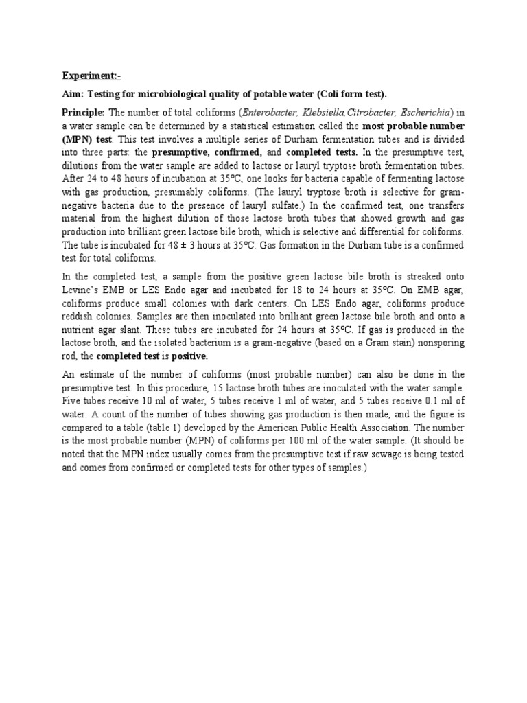 Microbiological Portability of Water | PDF | Organisms | Microbiology