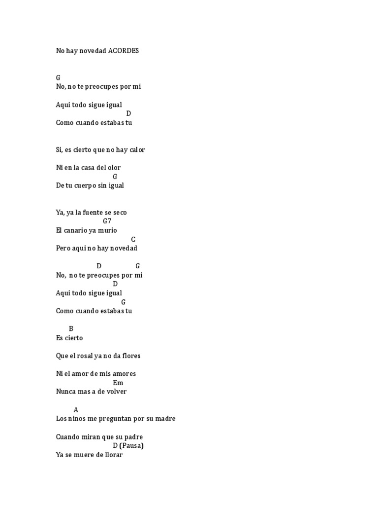 No Hay Novedad ACORDES | PDF