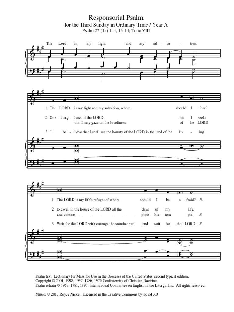 Responsorial Psalm: For The Third Sunday in Ordinary Time / Year A | Download Free PDF ...