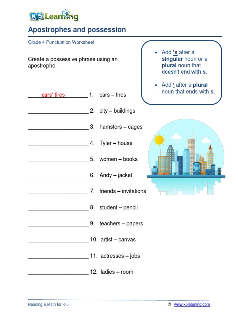 Grade 4 Apostrophes Possession B | PDF