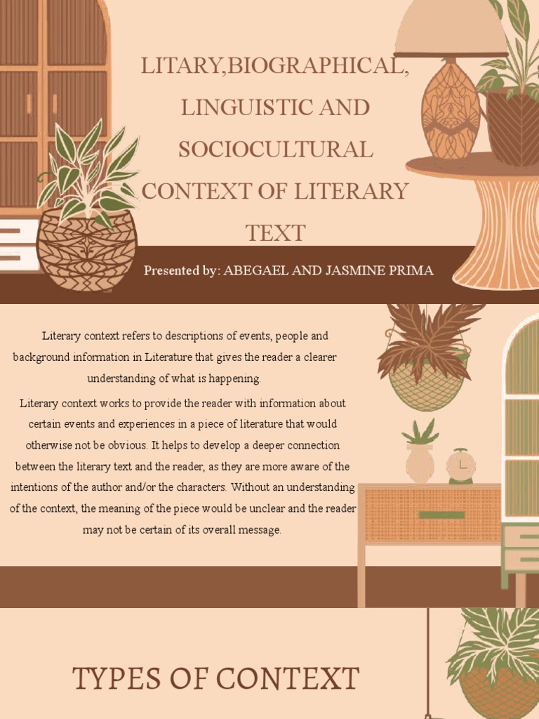 Litary, Biographical, Linguistic and Socio-Cultural Context of Literary ...