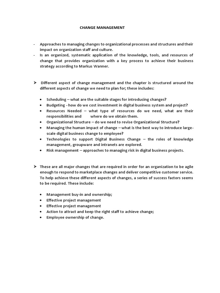 Change Management | PDF | Agile Software Development | Knowledge Management