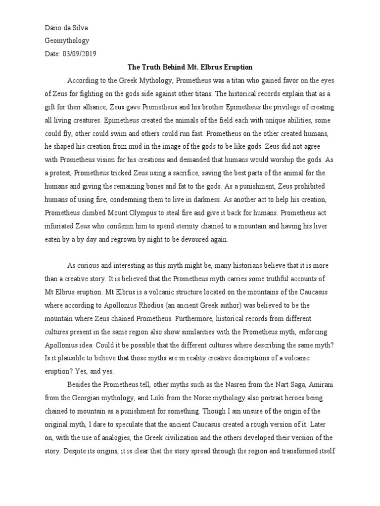 Prometheus Myths | PDF | Prometheus | Greek Mythology