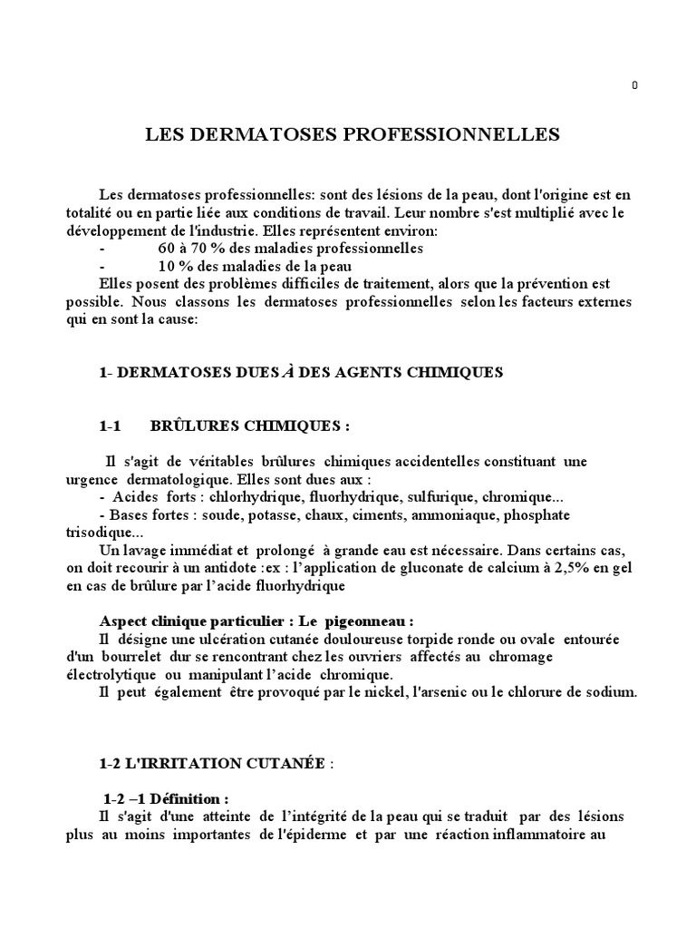 Dermatoses Professionnelles et Prévention | PDF | Allergie | Dermatite