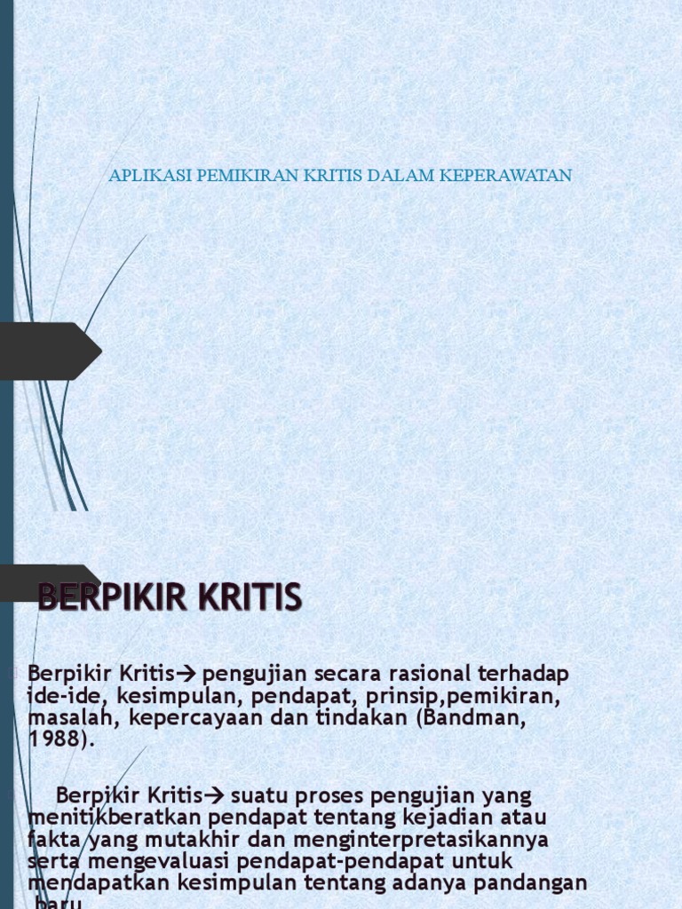 BERPIKIR KRITIS BAGI SEORANG PERAWAT-dikonversi | PDF | Karier & Perkembangan