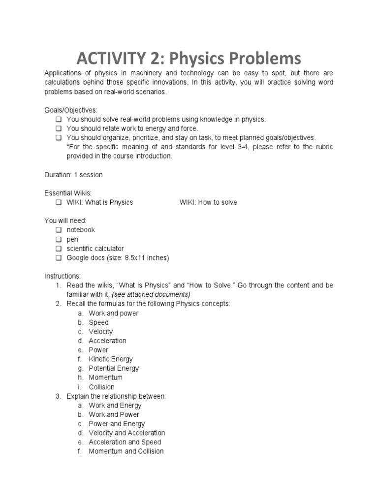 Physics 1 A2 Physics Problems | PDF | Velocity | Force
