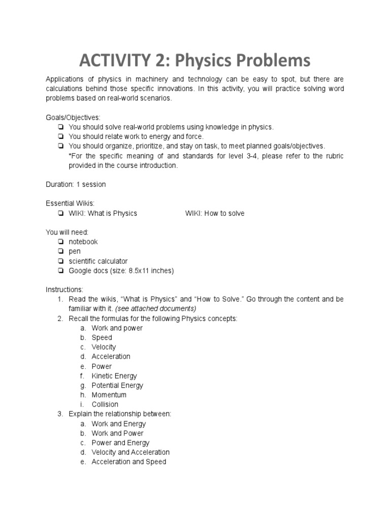 Physics 1 A2 Physics Problems STEM-N ASICO | PDF | Velocity | Momentum