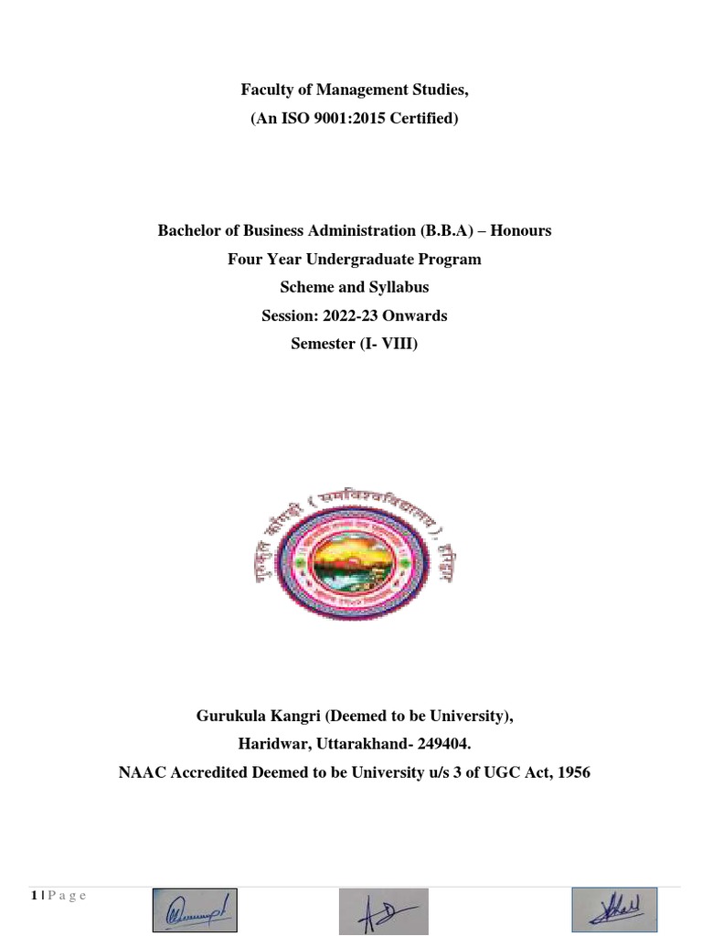 BBA Hons NEP 2022 | PDF | Entrepreneurship | Marketing