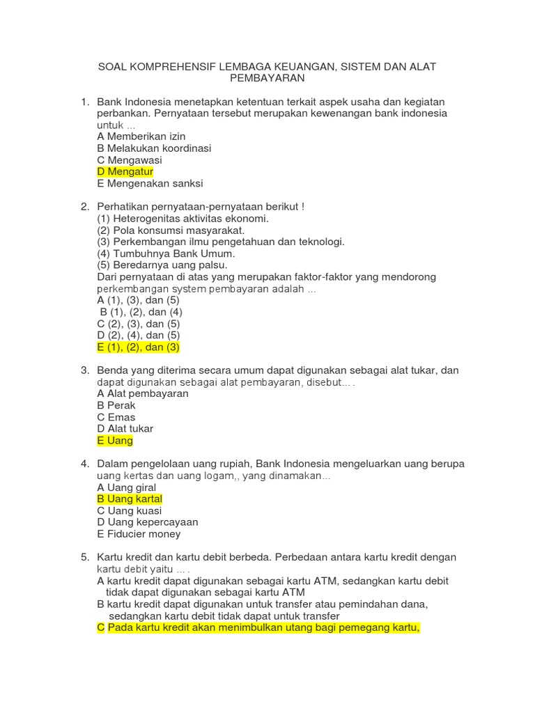 SOAL KOMPREHENSIF LEMBAGA KEUANGAN Jawaban Final | PDF