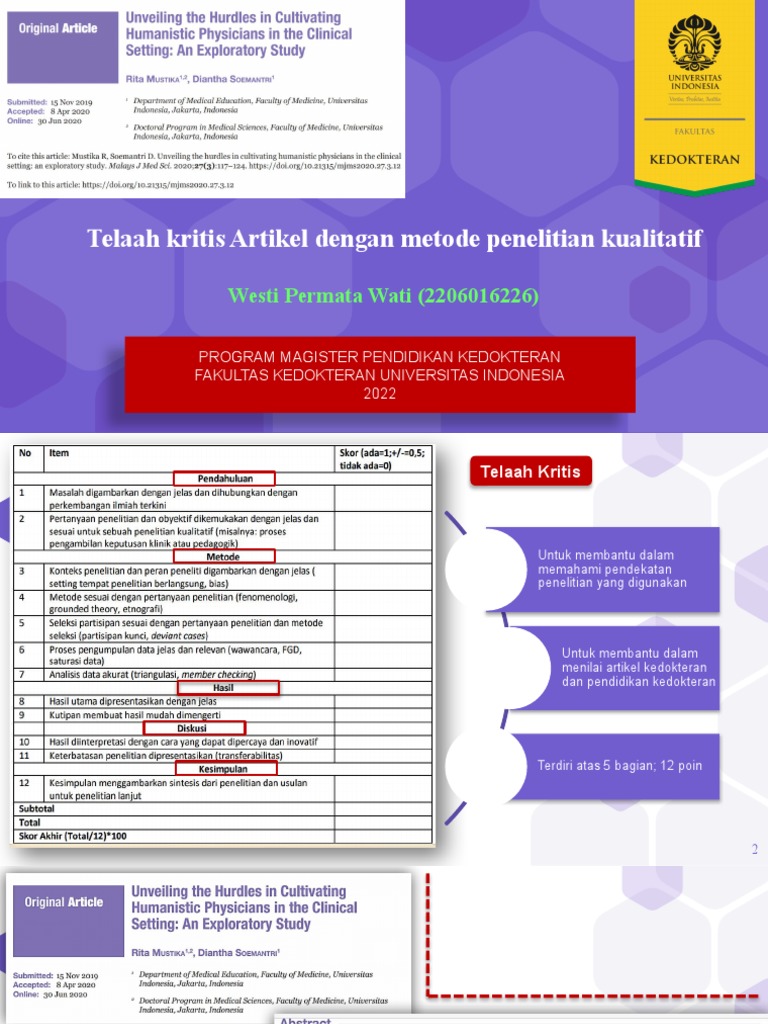 Telaah Kritis Artikel Penelitian Kualitatif | PDF