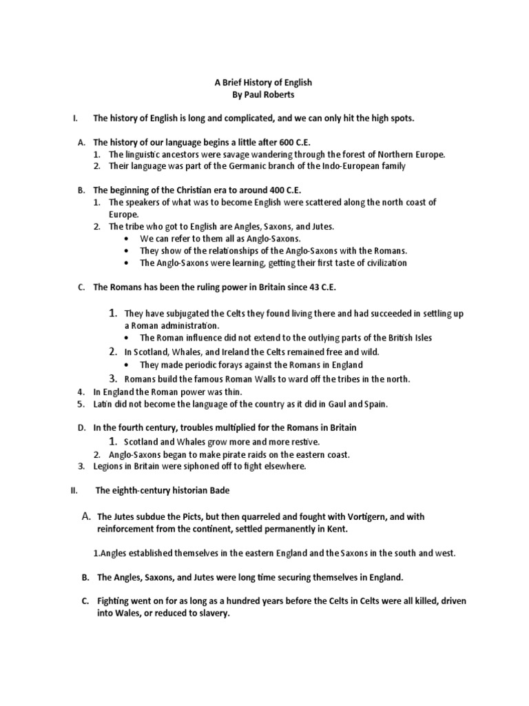 Brief History of English | PDF | English Language | Anglo Saxons