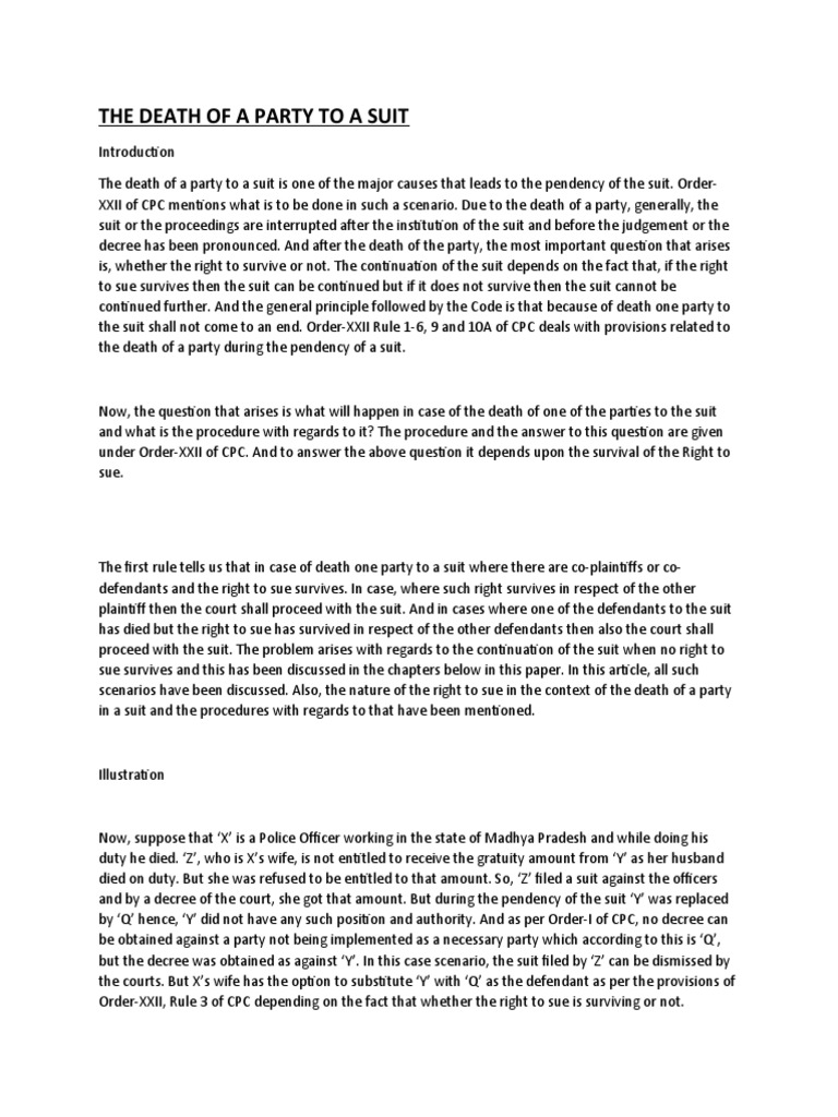 Death of a Party in Civil Suits | PDF | Lawsuit | Justice
