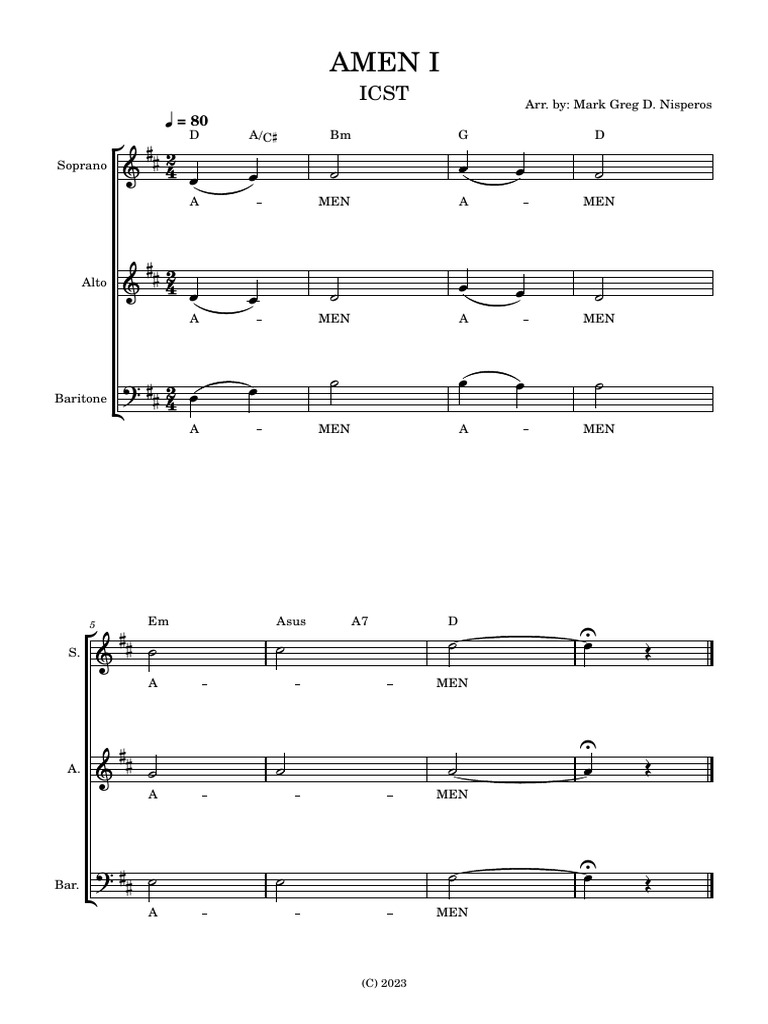 Arranged choral piece "Amen | PDF