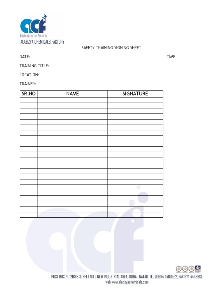 Safety Training Sheet | PDF