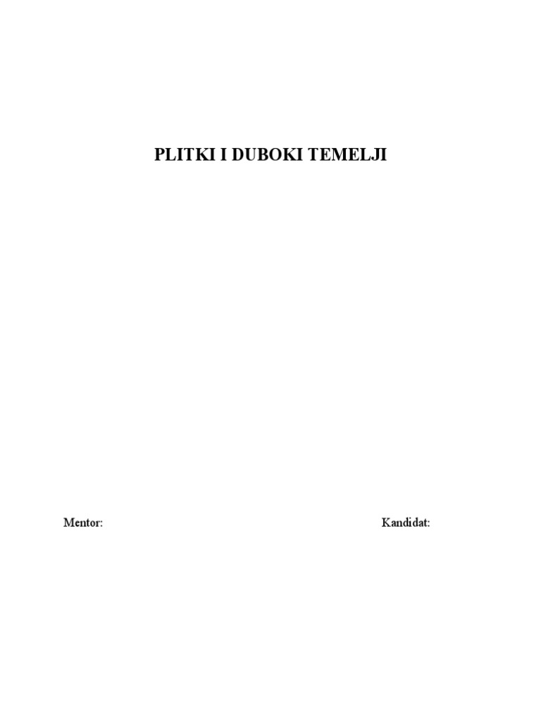 Seminarski Rad - Plitki I Duboki Temelji | PDF