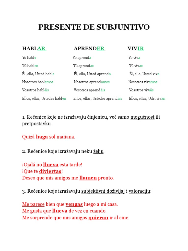 Presente de Subjuntivo | PDF