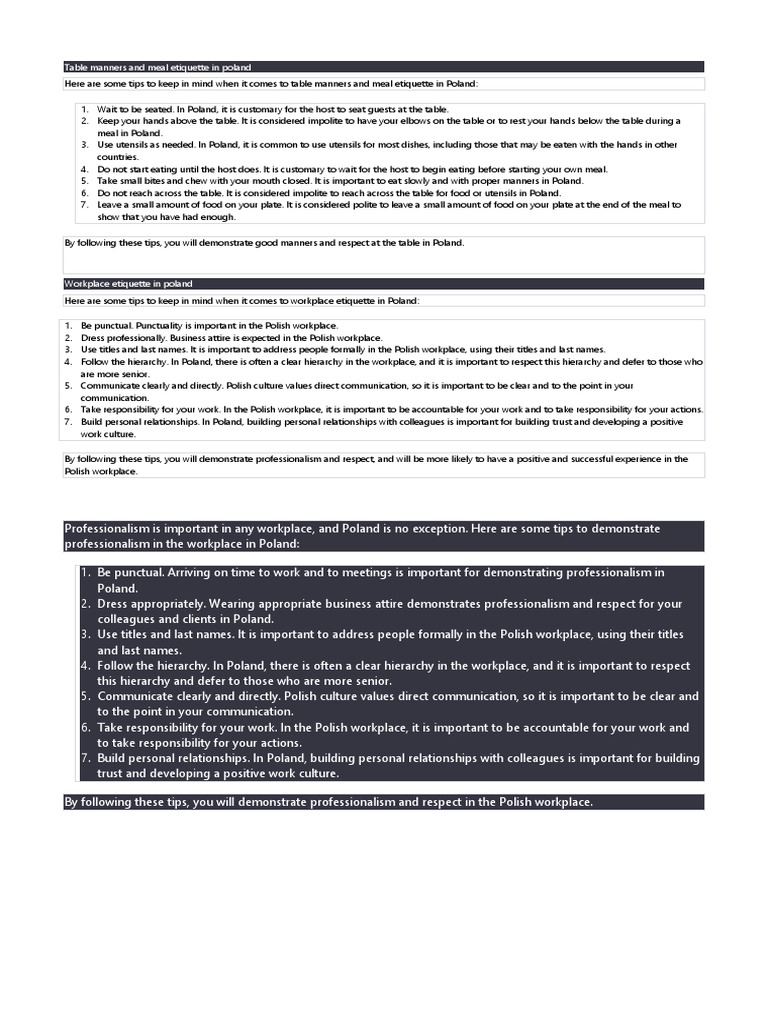 Table Manners Poland | Download Free PDF | Nutrition | Diet & Nutrition