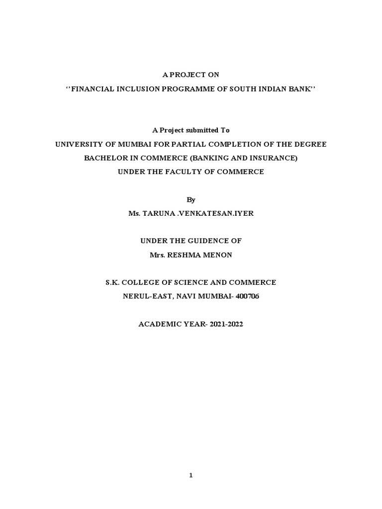 Taruna Black Book Project | PDF | Financial Inclusion | Reserve Bank Of ...