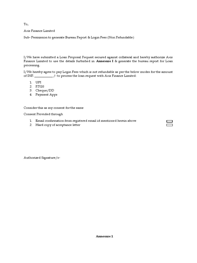 CIBIL Consent for Loan Processing | PDF
