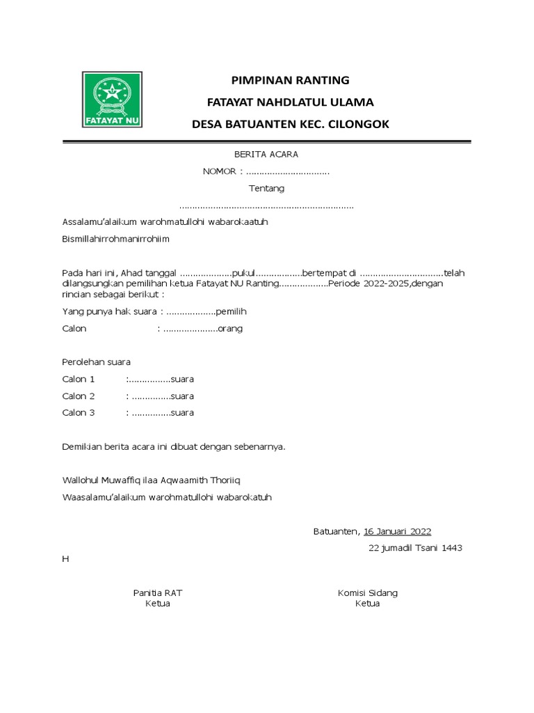 Contoh BERITA ACARA | PDF