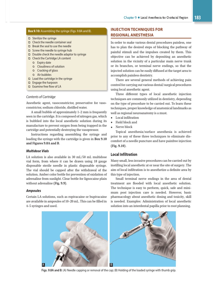 Injection Techniques For Regional Anesthesia: Contents of Cartridge ...