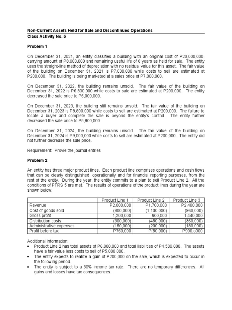Non-Current Assets and Discontinued Operations Analysis | PDF | Revenue ...