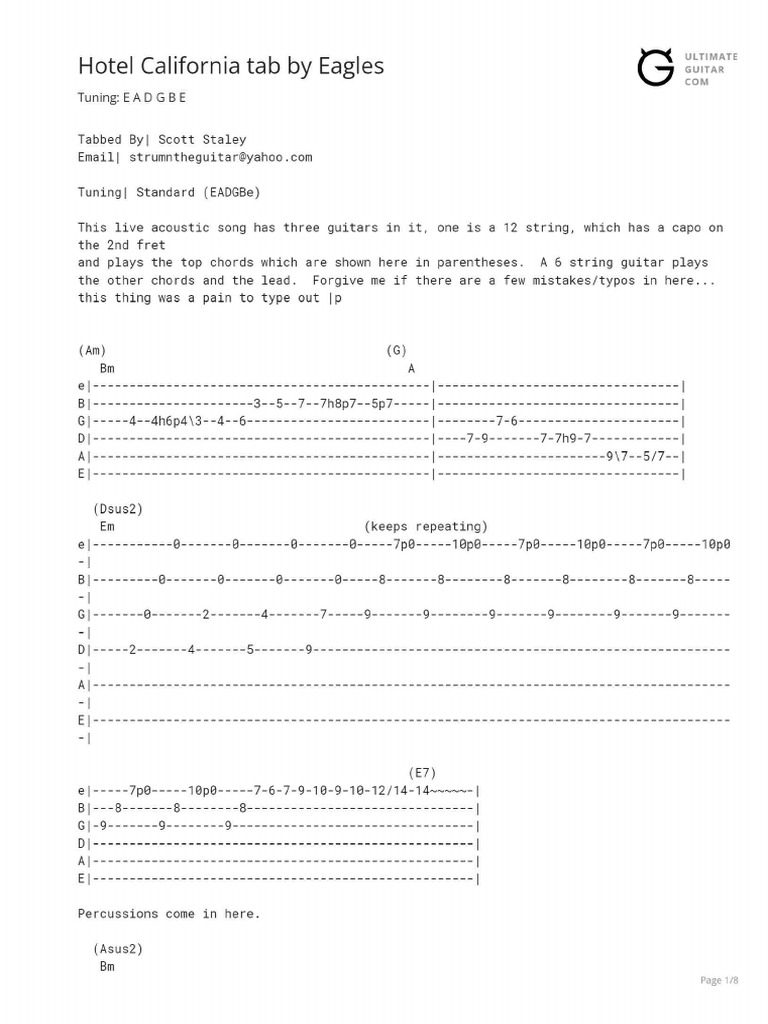 Hotel California Tab | PDF