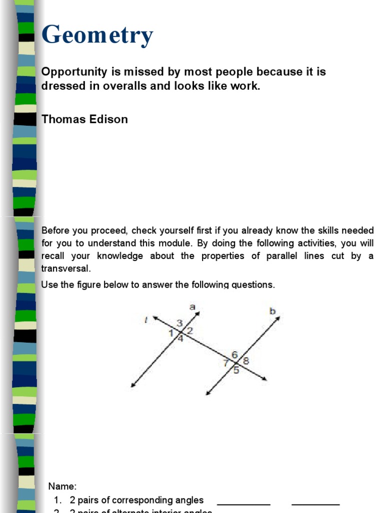 Properties of Parallel Lines and Transversals | PDF | Mathematics ...