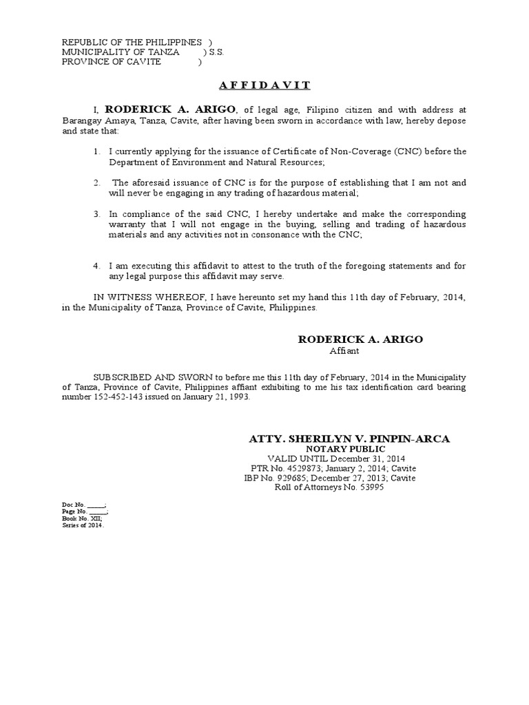 Affidavit For DENR | PDF