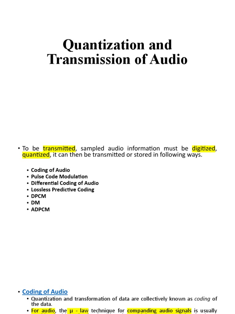 Audio Quantization & Coding Techniques | PDF | Data Compression | Digital Audio
