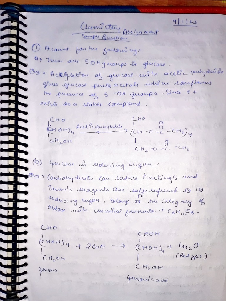 Chemistry Winter Assignment Handwritten | PDF