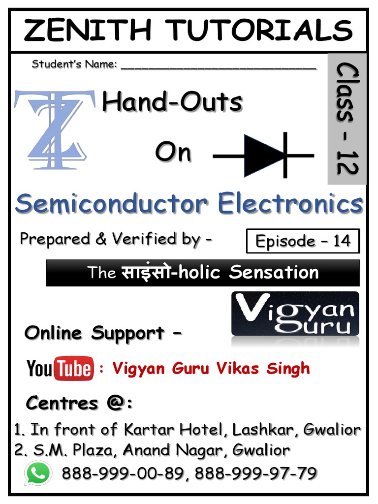 Semiconductor Concepts for Class 12 | PDF | P–N Junction | Semiconductors
