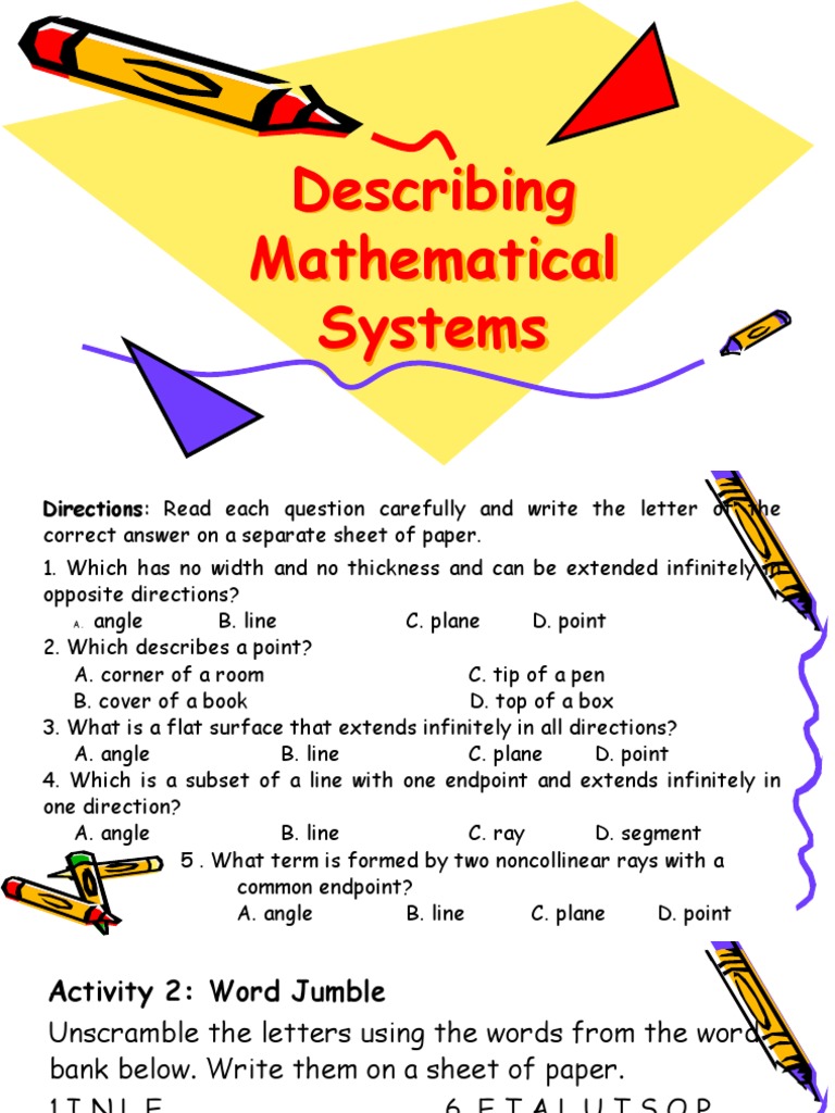 2-Math 8-Q3-Week 1-Describing Mathematical System and Illustrating Axiomatic System | PDF | Line ...