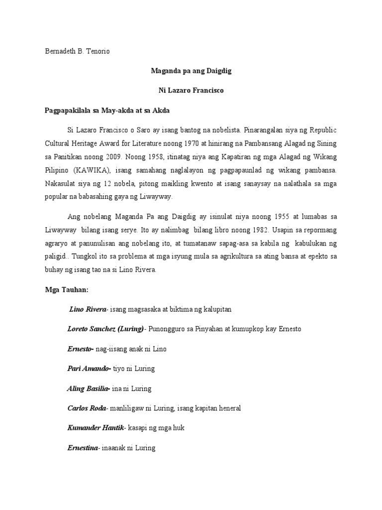 Pagsusuri Sa Nobela | PDF