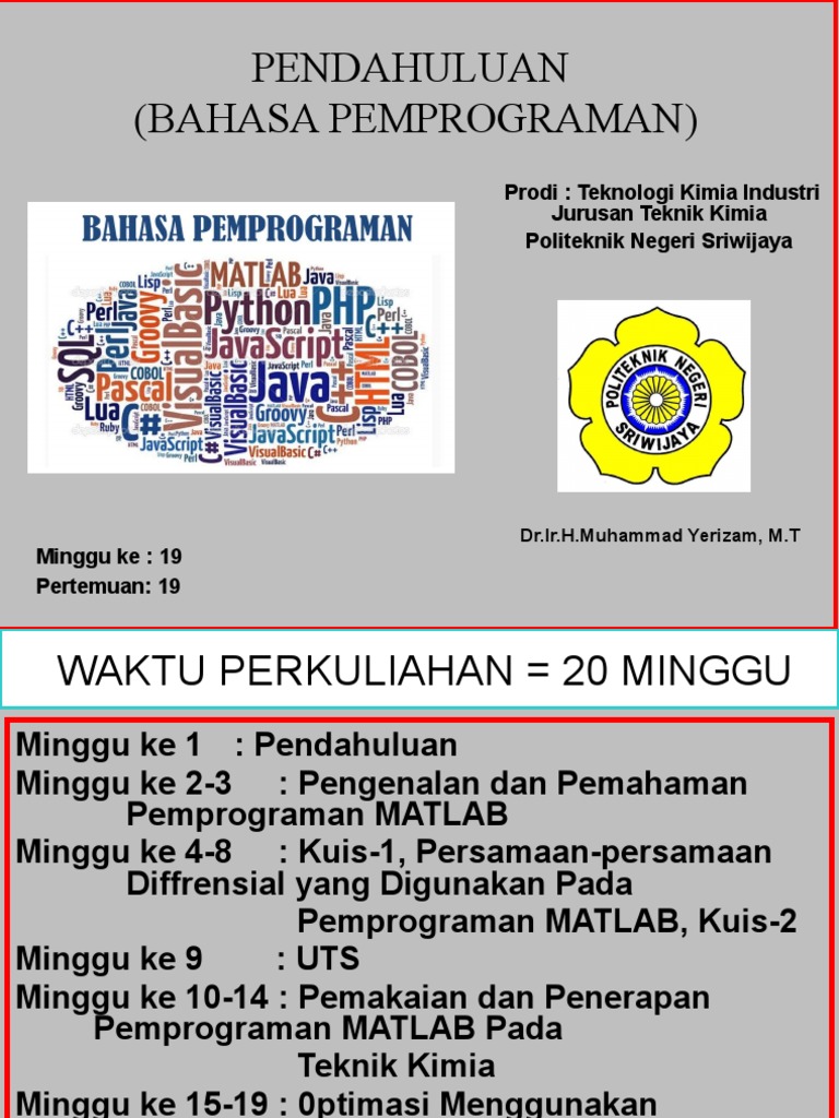 Pertemuan Ke-19, Minggu Ke-19, Pemahaman Materi Pemprograman Matlab | PDF