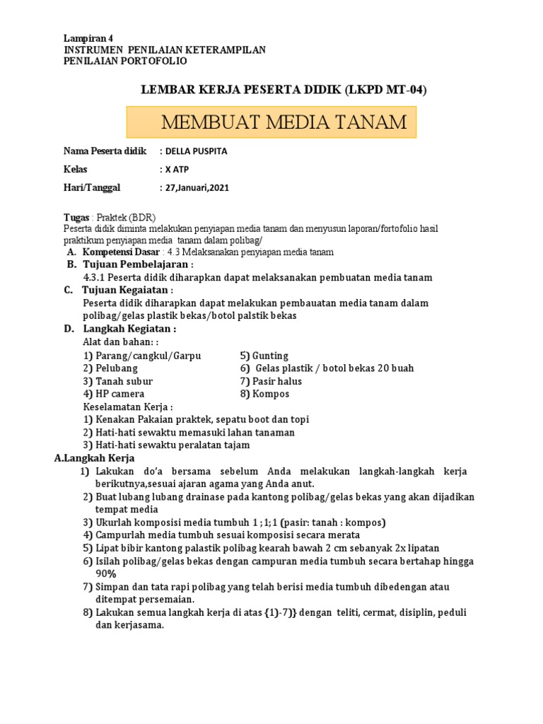 Bagi LKPD Mt-04 Praktik Pembuatan Media Tumbuh | PDF