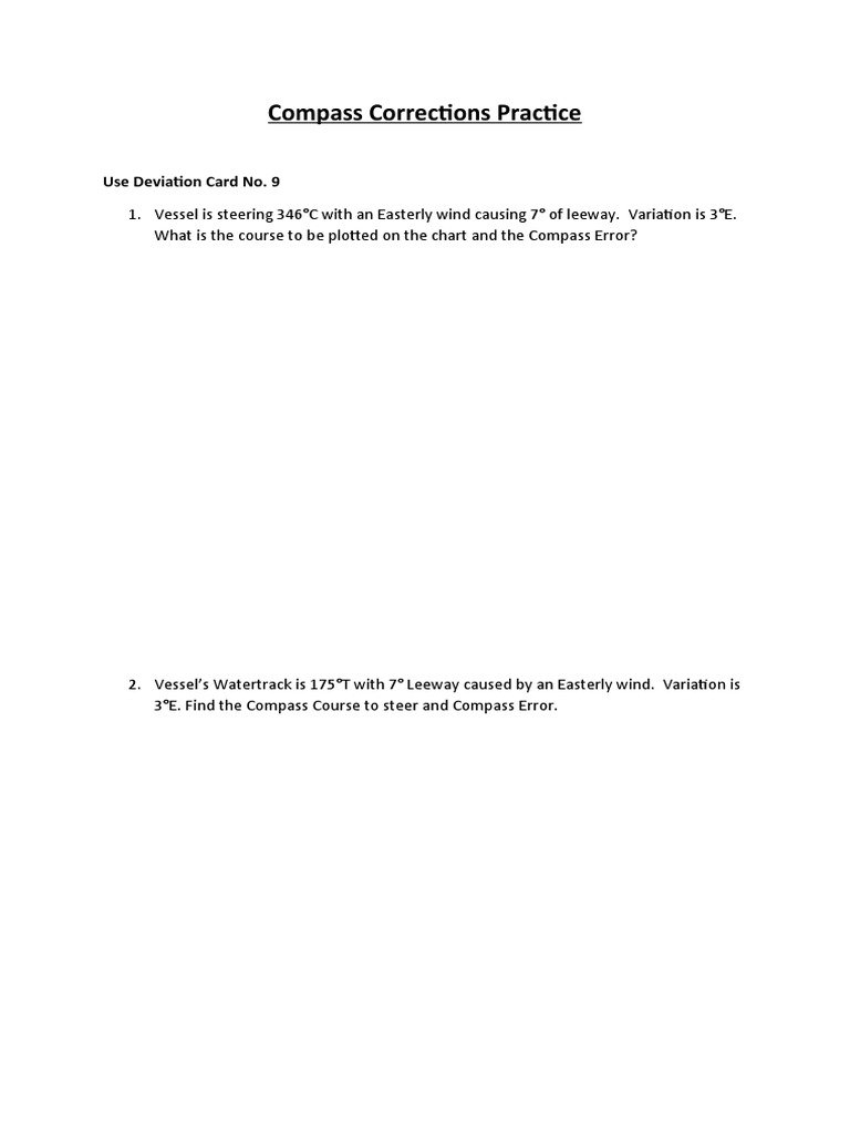 Compass Corrections Practice 181127 | PDF